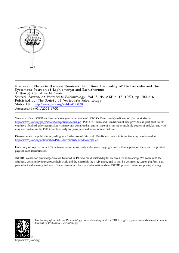 (PDF) Grades and Clades In Hornless Ruminant Evolution: the Reality of ...