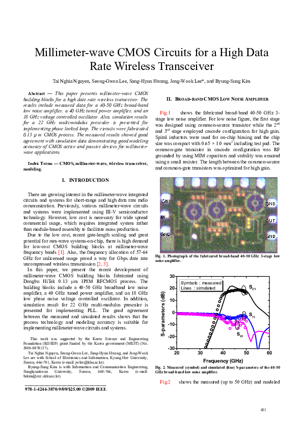 Pdf Millimeter Wave Cmos Circuits For A High Data Rate Wireless