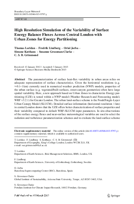 (PDF) High Resolution Simulation of the Variability of Surface Energy ...