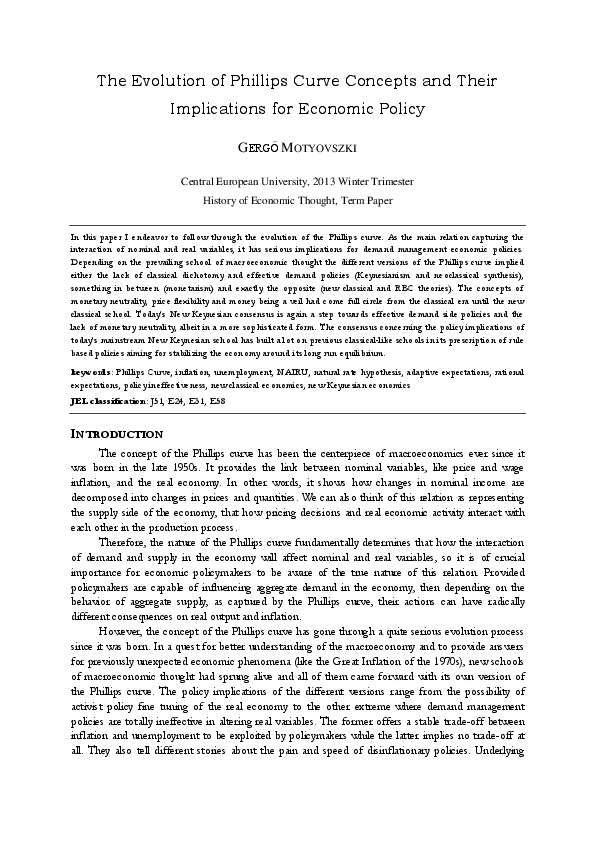 (PDF) The Evolution of Phillips Curve Concepts and Their Implications ...