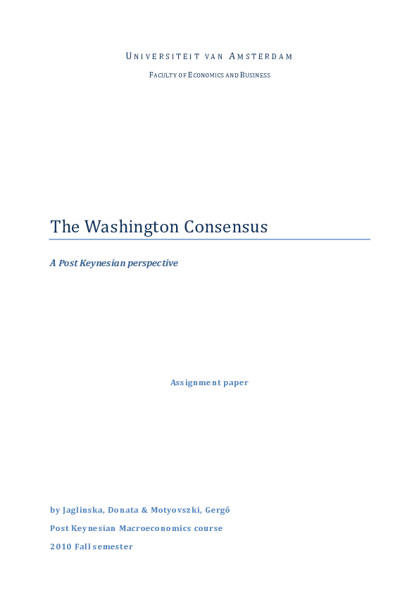 (PDF) The Washington Consensus - A Post Keynesian Perspective