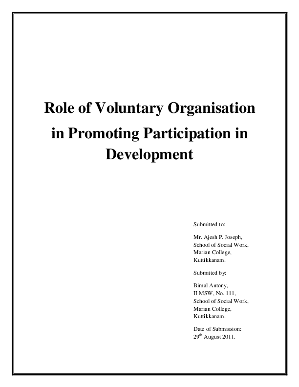 (DOC) Role of Voluntary Organisation