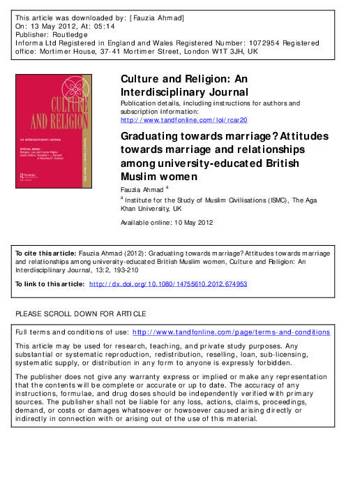 Pdf Graduating Towards Marriage Attitudes Towards Marriage And