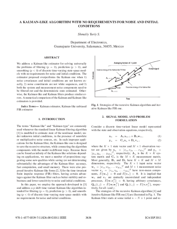 Pdf A Kalman Like Algorithm With No Requirements For Noise And Initial Conditions