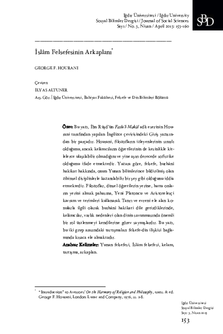 (PDF) İslâm Felsefesinin Arkaplanı (George F. Hourani)