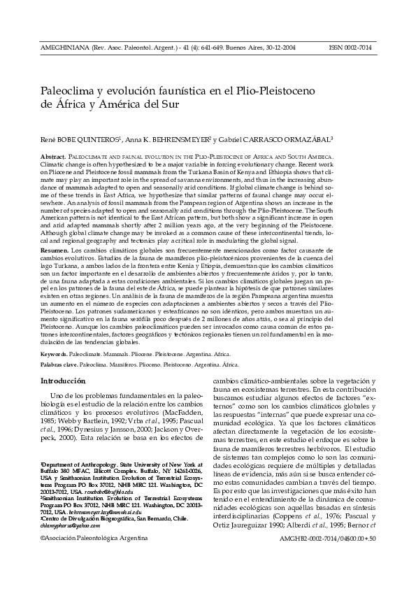 (PDF) Paleoclima y evolución faunística en el Plio-Pleistoceno de ...