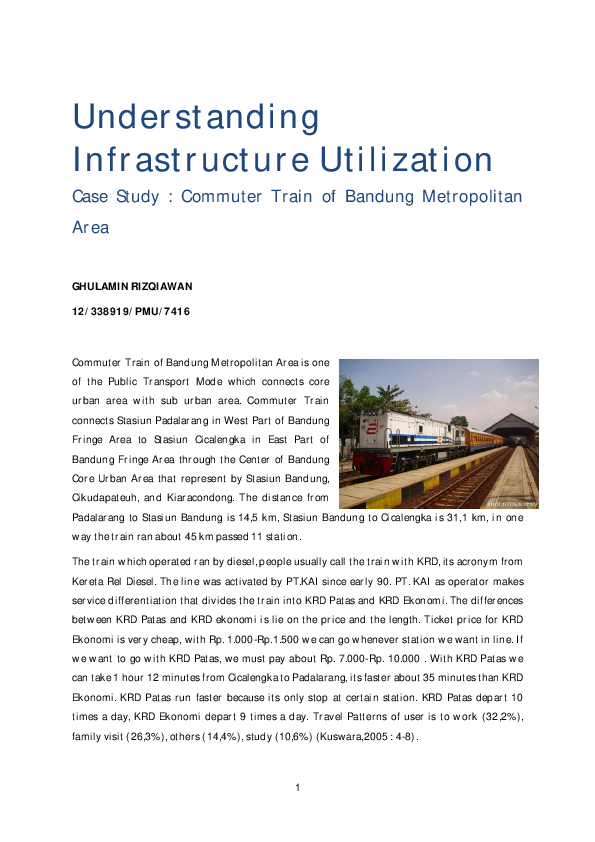 (PDF) Understanding Infrastructure Utilization - Case Study : Commuter ...