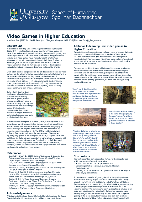 (PDF) Video games in higher education