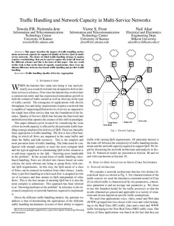 (PDF) Traffic handling and network capacity in multi-service networks