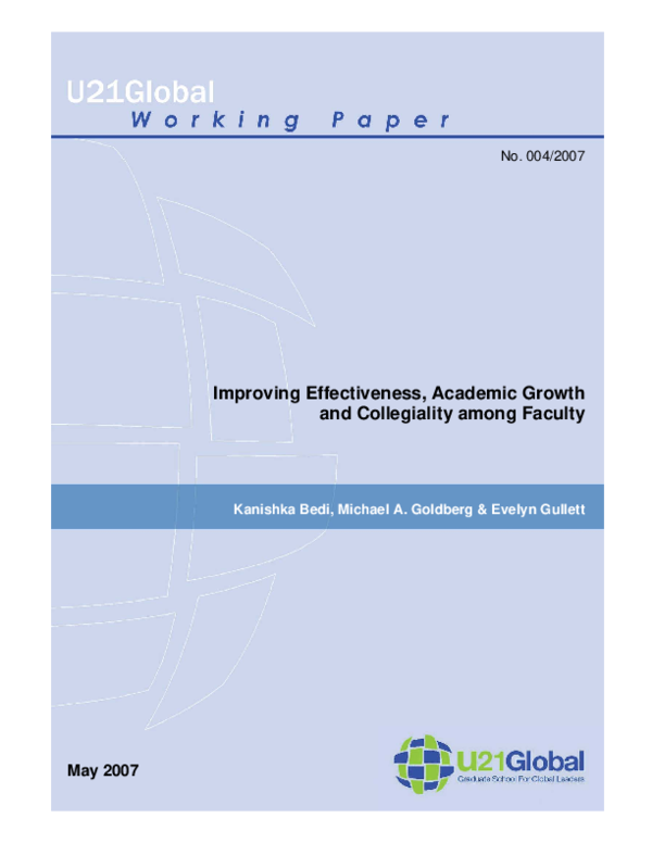 (PDF) Improving Effectiveness, Academic Growth and Collegiality among ...