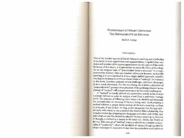(PDF) “Postmodern Literary Criticism: The Impossibility of Method"
