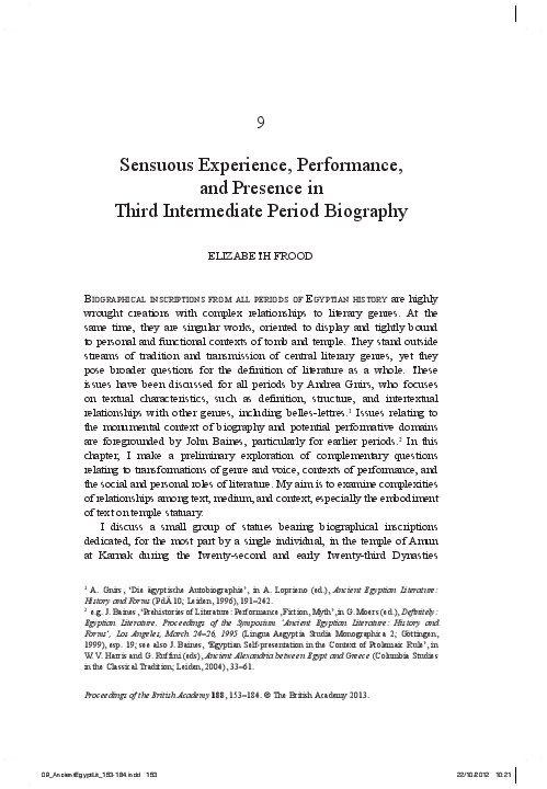 (PDF) Sensuous experience, performance, and presence in Third ...