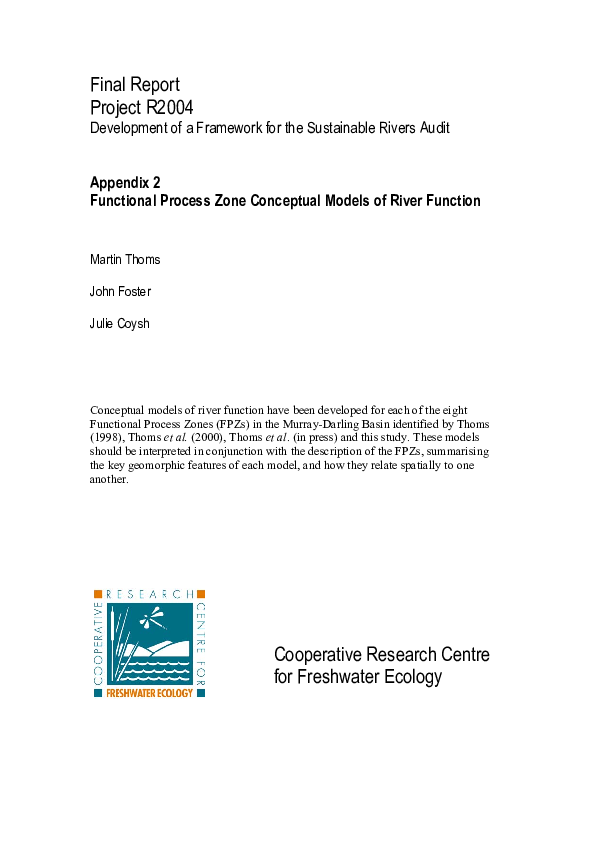 (PDF) Appendix 2 Functional Process Zone Conceptual Models of River ...