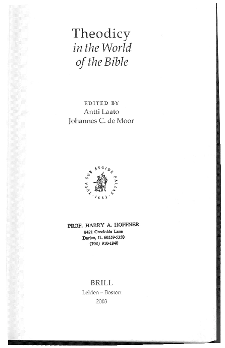 (PDF) Theodicy in Hittite Texts