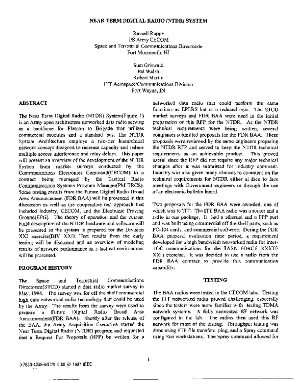 (PDF) Near term digital radio (NTDR) system