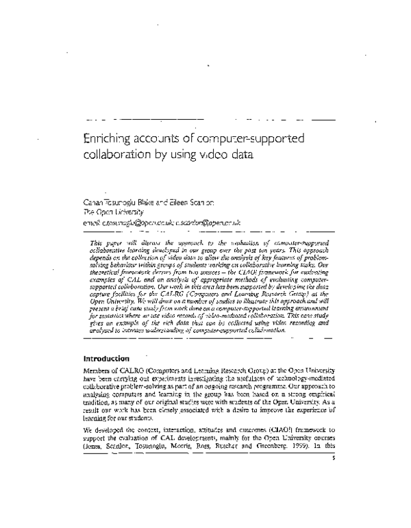 Pdf Enriching Accounts Of Computer Supported Collaboration By Using