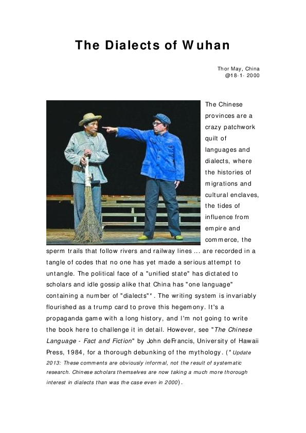 (PDF) The Dialects of Wuhan (China)