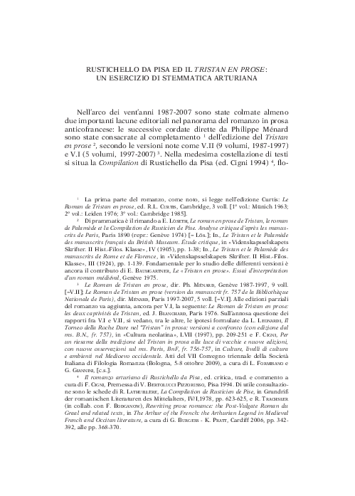 (PDF) Rustichello da Pisa ed il 'Tristan en prose': un esercizio di ...