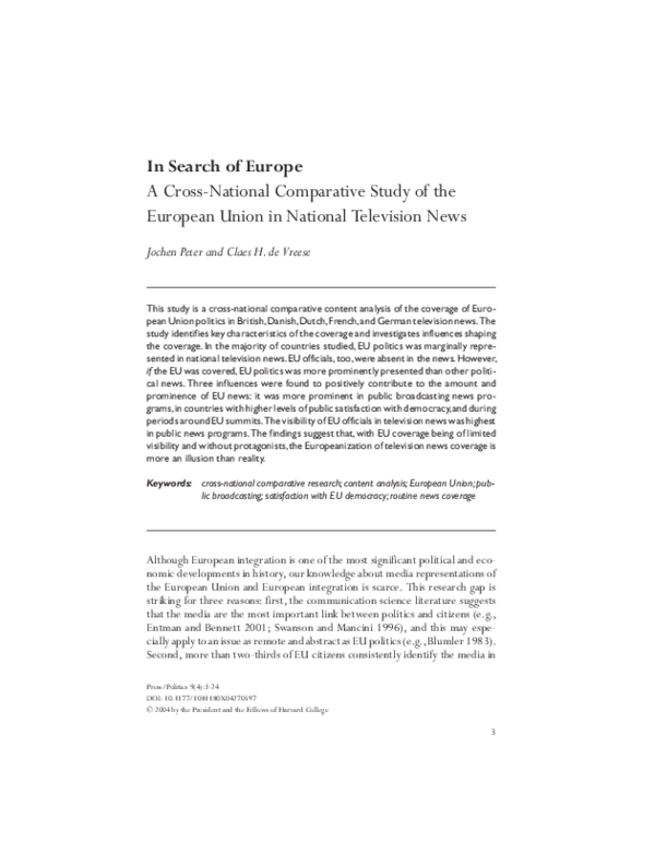 (PDF) In Search of Europe A Cross-National Comparative Study of the ...