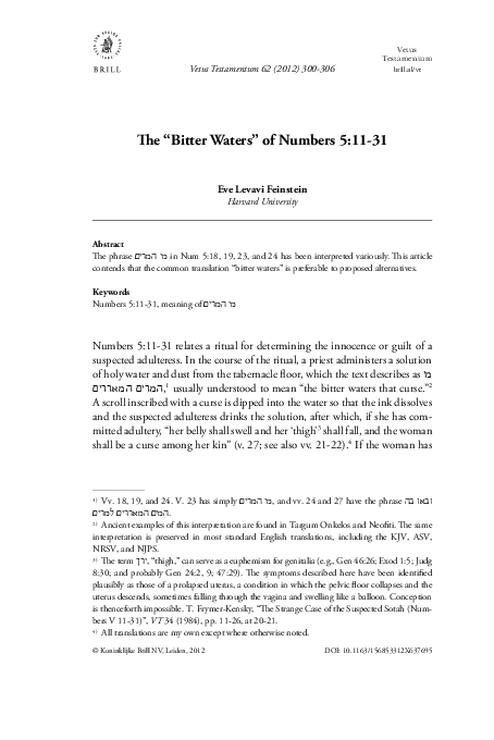 (PDF) The "Bitter Waters" of Numbers 5:11-31
