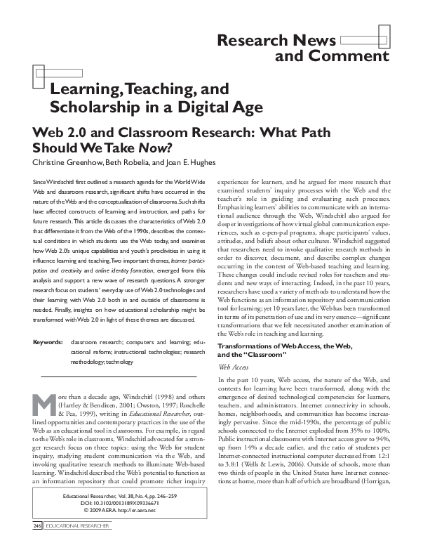 (PDF) Learning, Teaching, and Scholarship in a Digital Age Research ...