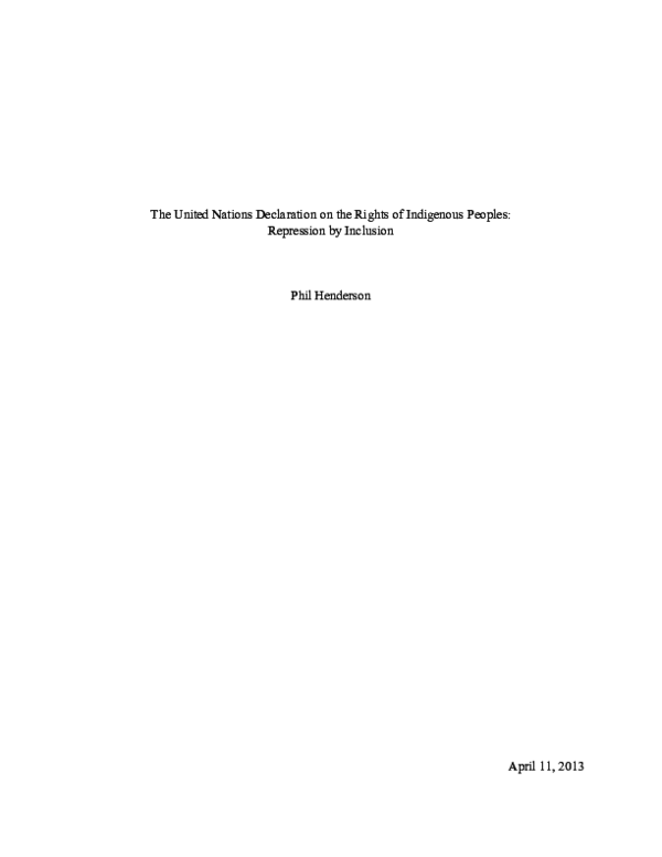 (PDF) The United Nations Declaration on the Rights of Indigenous ...