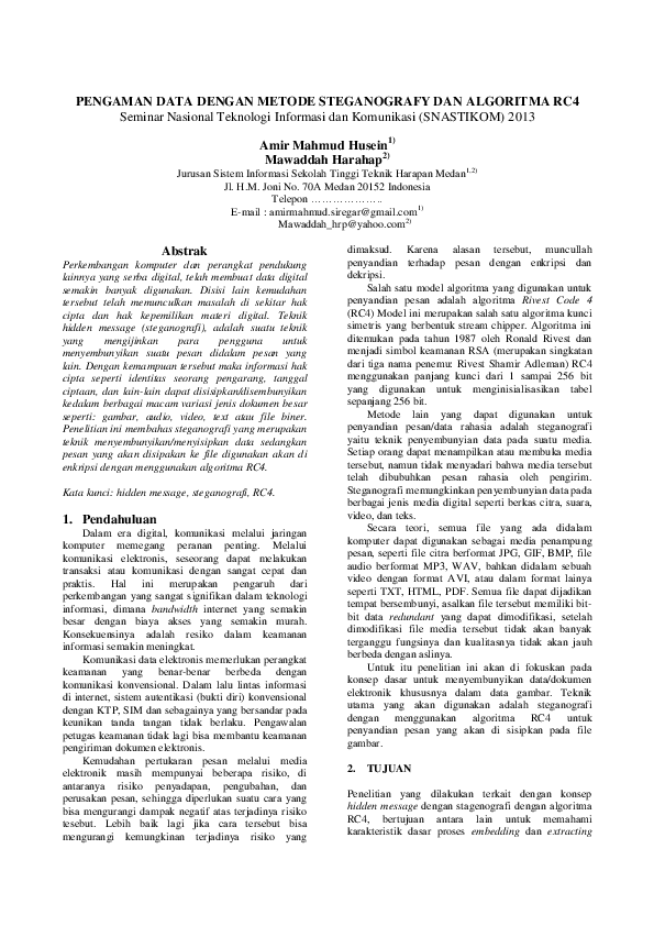 PENGAMAN DATA DENGAN METODE STEGANOGRAFY DAN ALGORITMA RC4