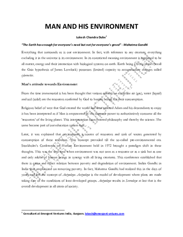 (PDF) Man and his Environment