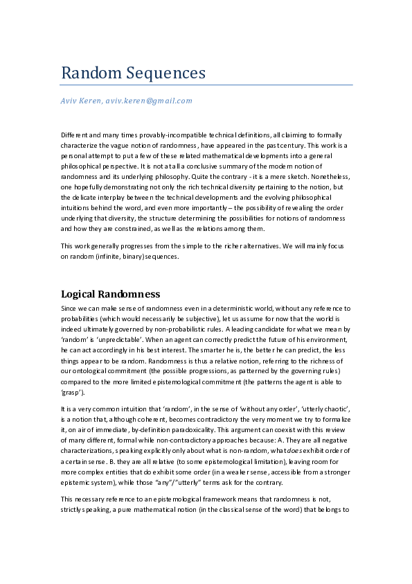 (PDF) Random Sequences