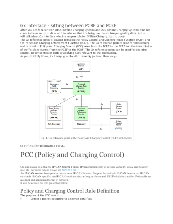 (DOC) Gx interface used in LTE