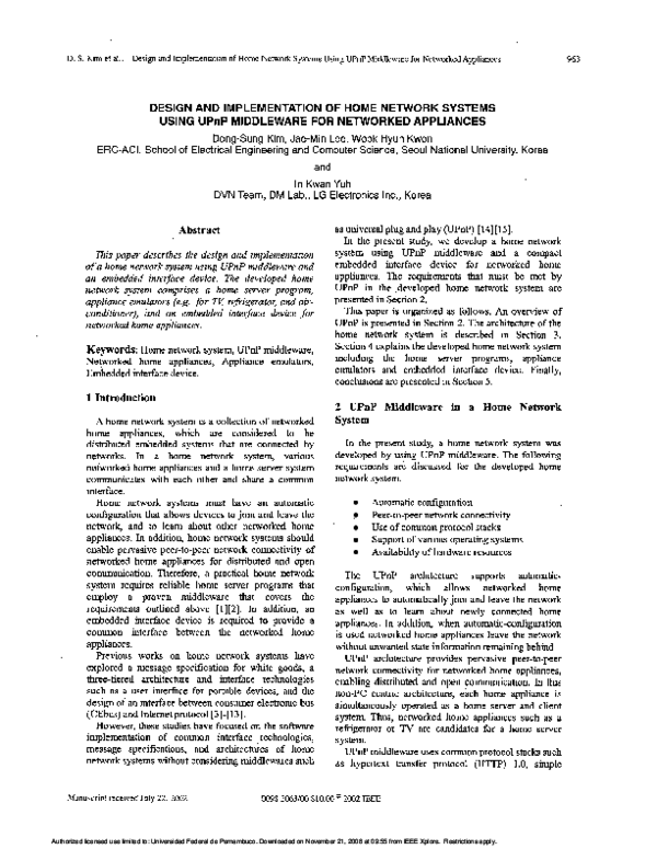 (PDF) Design and implementation of home network systems using UPnP middleware for networked ...