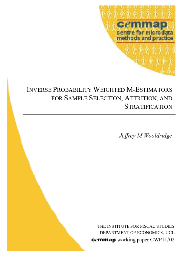 (PDF) Inverse probability weighted M-estimators for sample selection, attrition, and stratification