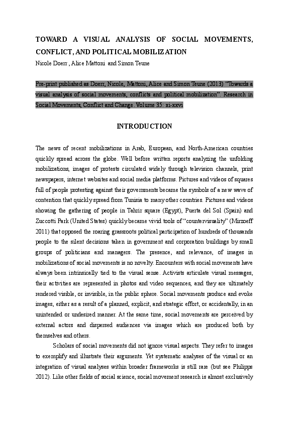 (PDF) Toward a Visual Analysis of Social Movements, Conflict, and ...