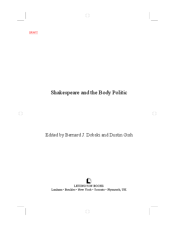 (PDF) Shakespeare and the Body Politic