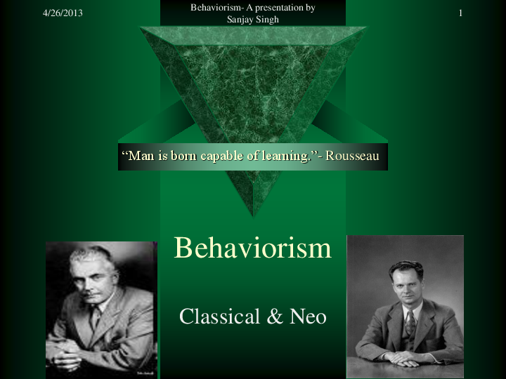 (PPT) Foundations of Behaviourism: Classical and Neo