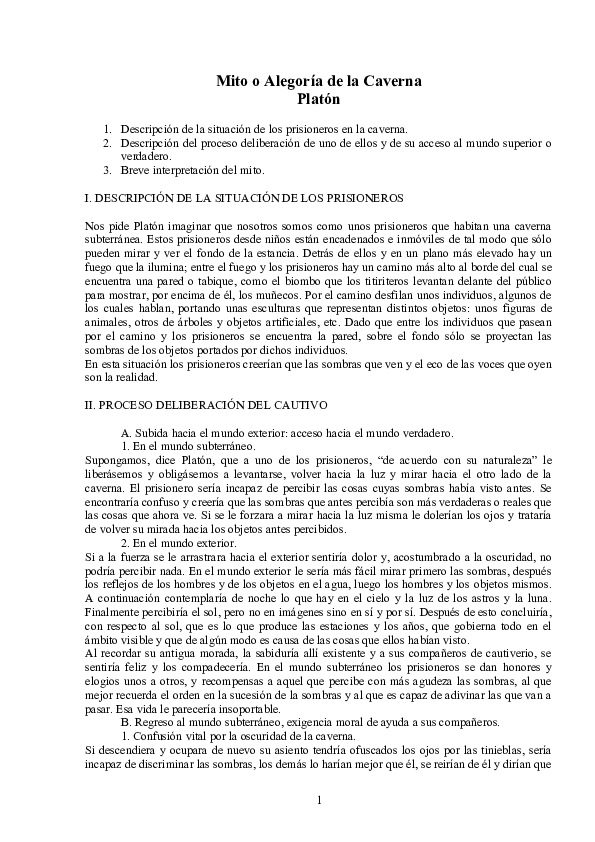 (DOC) Mito de la Caverna