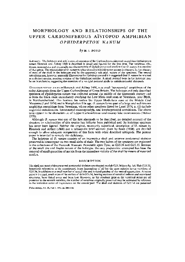 (PDF) BOYD, M J. 1982. Morphology and relationships of the Upper ...