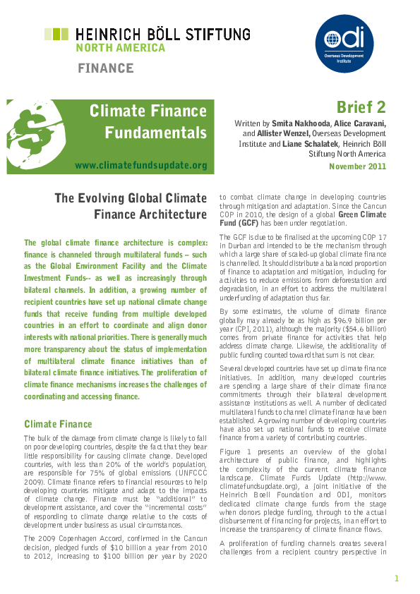 (PDF) The Evolving Global Climate Finance Architecture