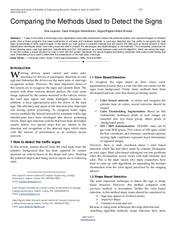 (PDF) Methods Used to Detect the Signs