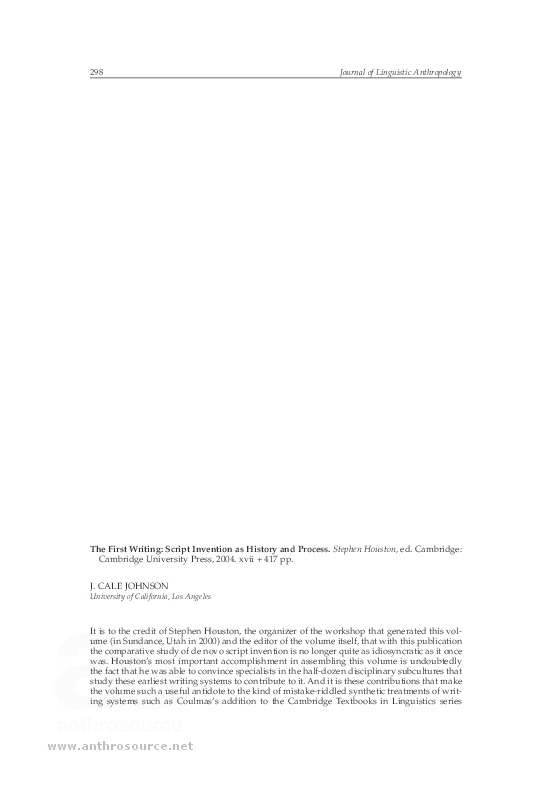 (PDF) Review of 'The First Writing: Script Invention as History and ...