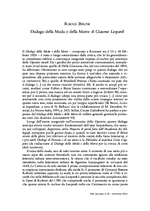 (PDF) «Dialogo della Moda e della Morte» di Giacomo Leopardi