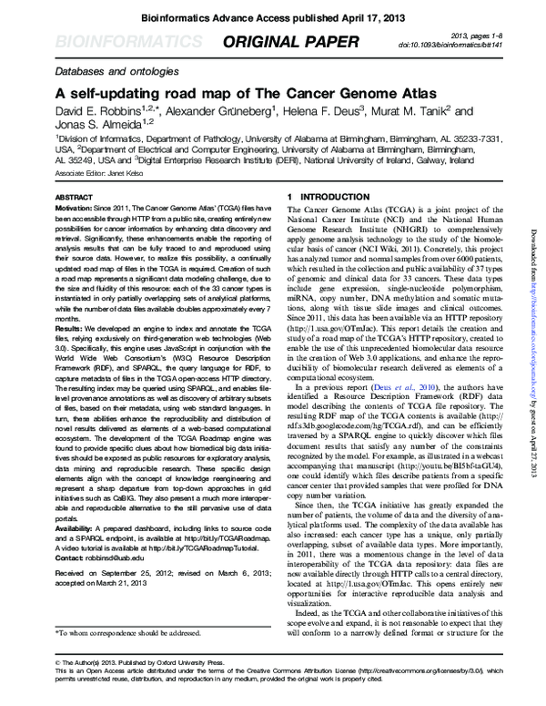 (PDF) A self-updating road map of The Cancer Genome Atlas