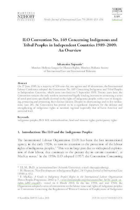 (PDF) ILO Convention No 169 Concerning Indigenous and Tribal Peoples in ...