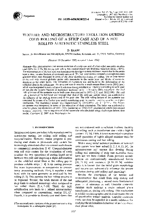 Texture And Microstructure Evolution During Cold Rolling Of A Strip