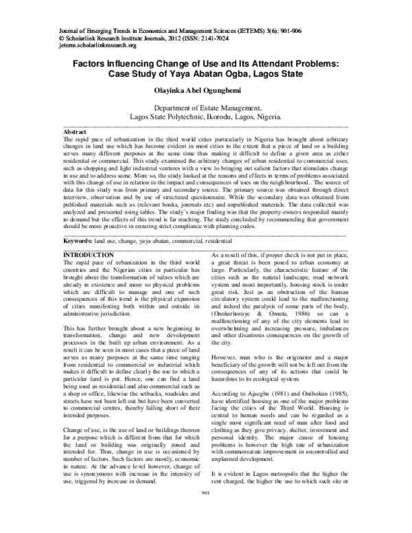 (PDF) Factors Influencing Change of Use and Its Attendant Problems ...