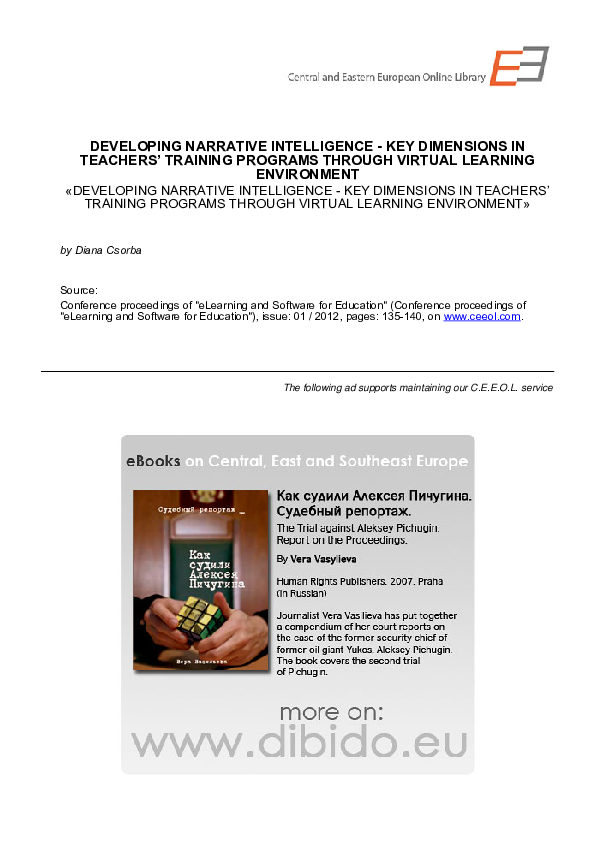 (PDF) DEVELOPING NARRATIVE INTELLIGENCE - KEY DIMENSIONS IN TEACHERS ...