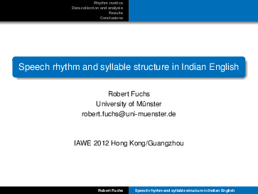 (PDF) Speech rhythm and syllable structure in Indian English