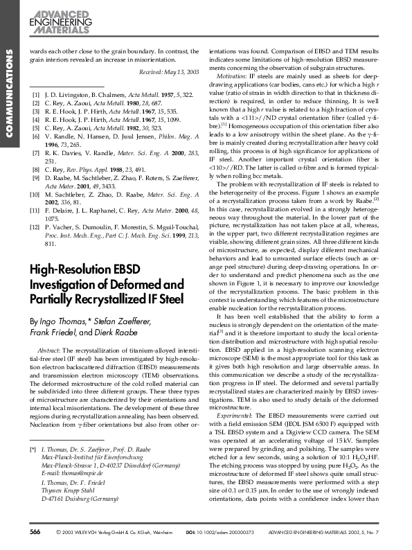 High resolution EBSD on IF steel