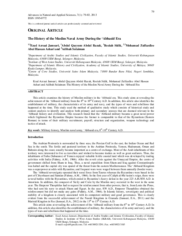 (PDF) The History of the Muslim Naval Army During the ‘Abbasid Era