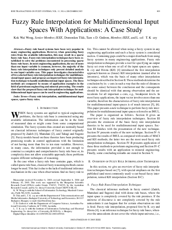 (PDF) Multidimensional Fuzzy Rule Interpolation Study